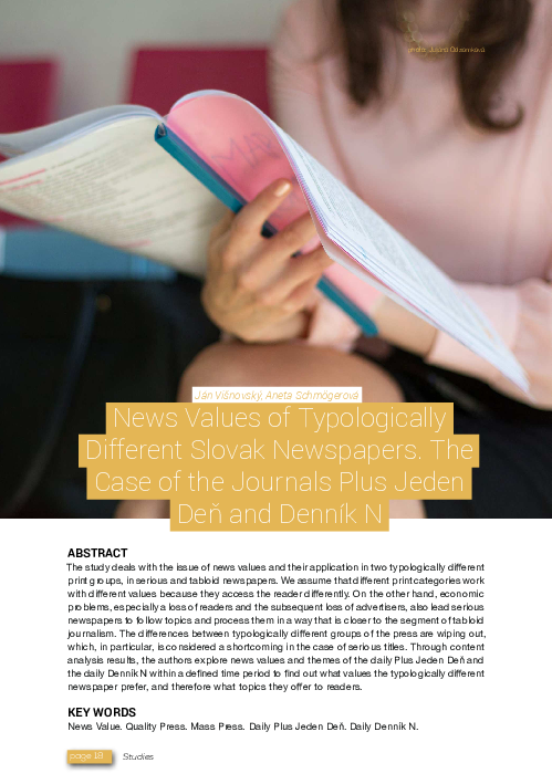 (PDF) News Values of Typologically Different Slovak Newspapers. The ...