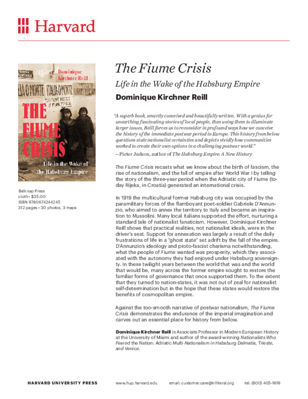 (PDF) The Fiume Crisis: Life in the Wake of the Habsburg Empire