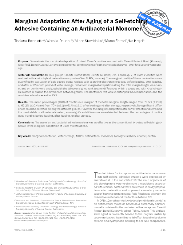 (PDF) Marginal Adaptation After Aging of a Self-etching Adhesive ...