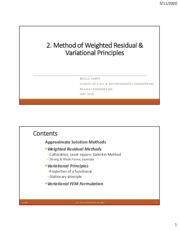 (PDF) 2. Method of Weighted Residual & Variational Principles