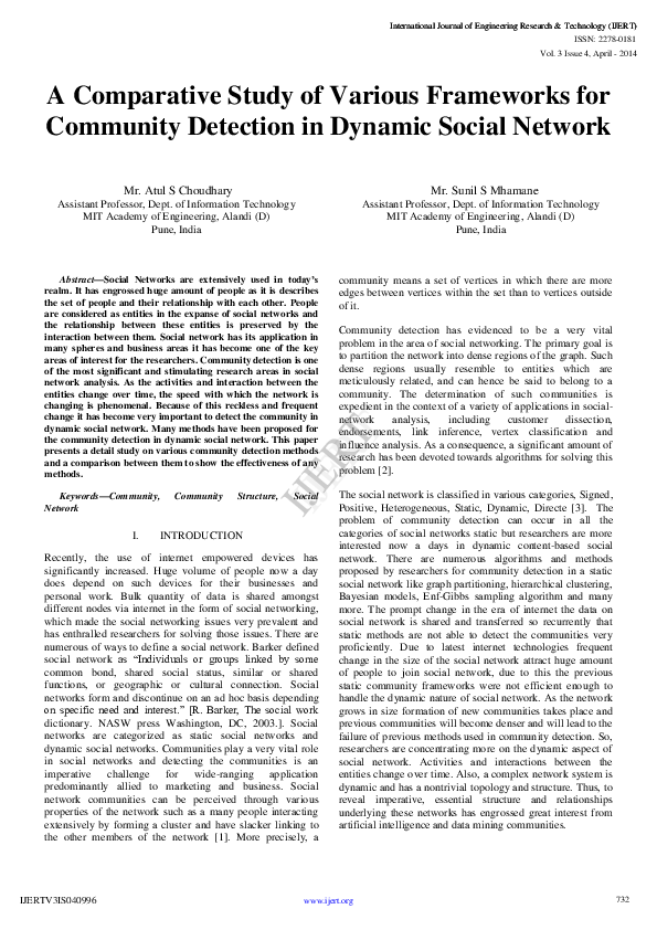 (PDF) Comparative Study of Community Detection Methods