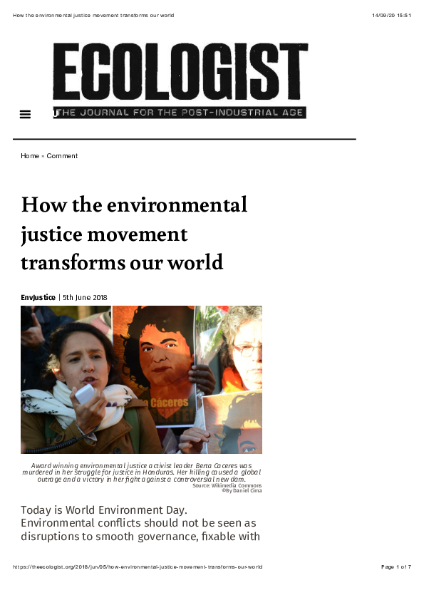 (PDF) How the environmental justice movement transforms our world ...