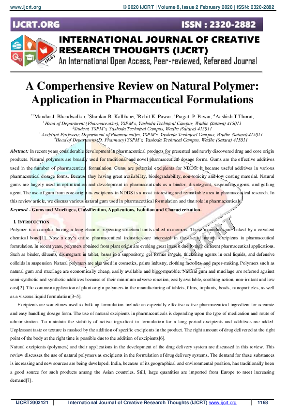 (PDF) A Comperhensive Review on Natural Polymer: Application in ...