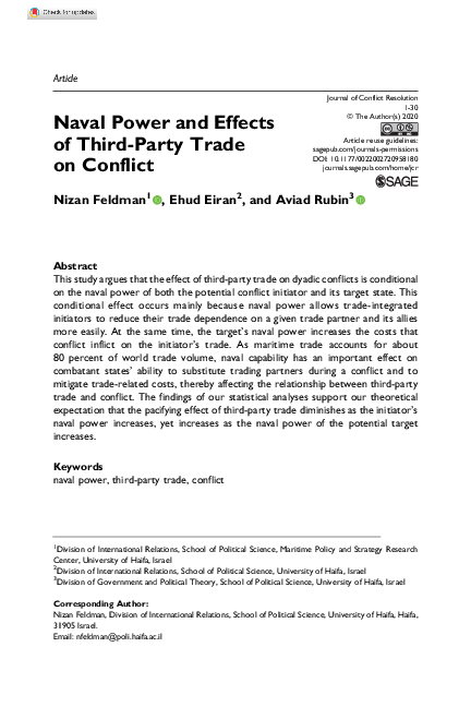 (PDF) Naval Power and Effects of Third-Party Trade on Conflict