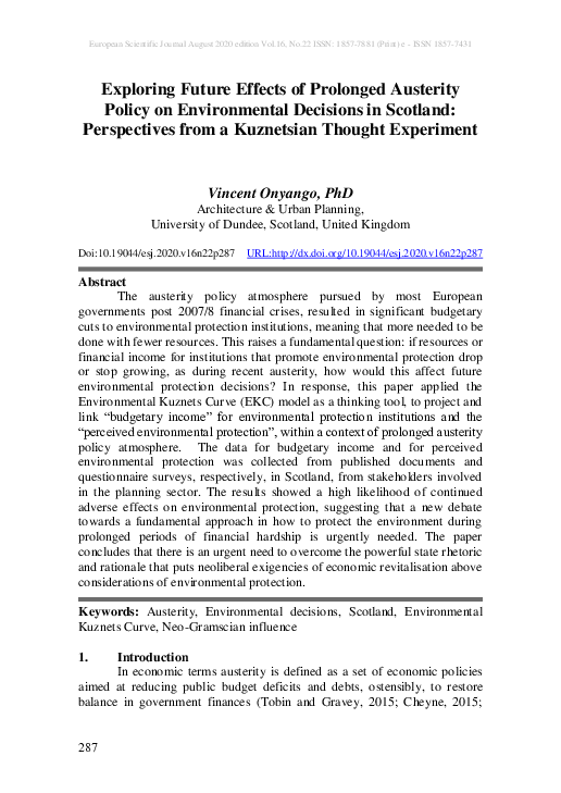 (PDF) Exploring Future Effects of Prolonged Austerity Policy on ...