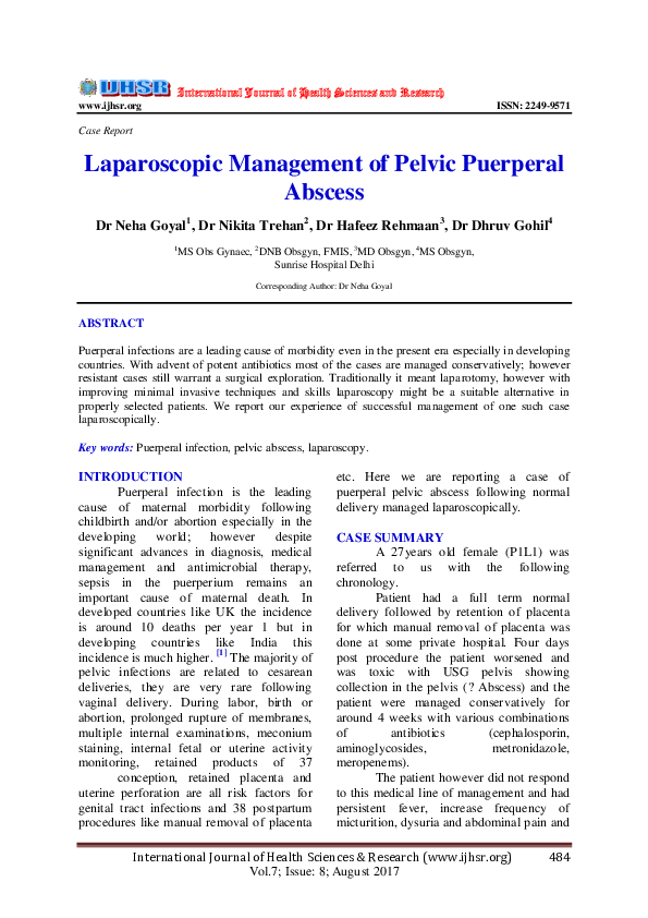 (PDF) Laparoscopic Management of Pelvic Puerperal Abscess