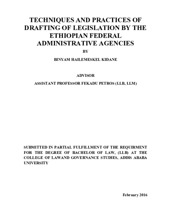 (DOC) Techniques and Practices of Drafting Of Legislation by Ethiopian ...