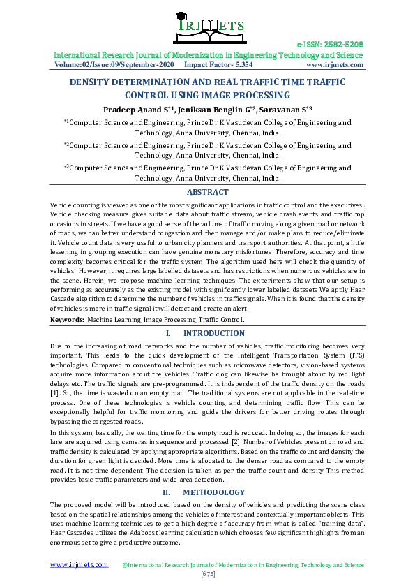 (PDF) DENSITY DETERMINATION AND REAL TRAFFIC TIME TRAFFIC CONTROL USING IMAGE PROCESSING