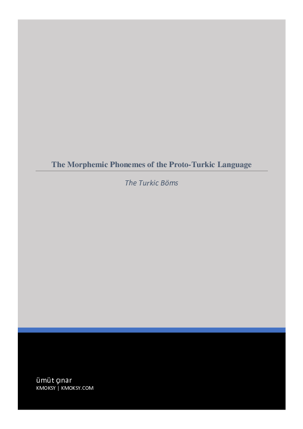 (PDF) The Morphemic Phonemes of the Proto-Turkic Language 2020