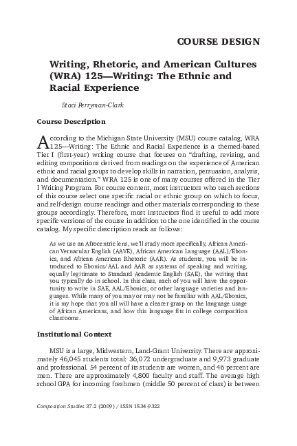 (PDF) WRA 125--Writing: The Ethnic and Racial Experience--An ...