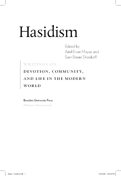 (PDF) Hasidism: Writings on Devotion, Community, and Life in the Modern ...