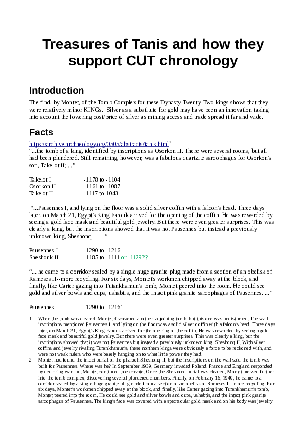 (PDF) Treasures of Tanis and how they support CUT chronology