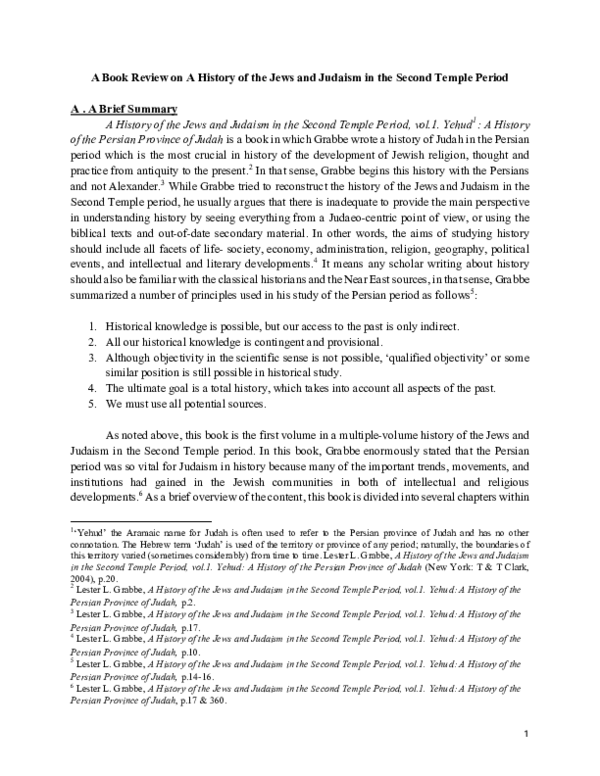 (PDF) A Book Review on A History of the Jews and Judaism in the Second ...