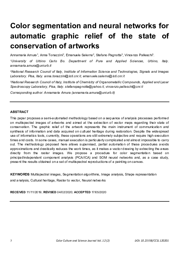 (PDF) Color segmentation and neural networks for automatic graphic relief of the state of ...
