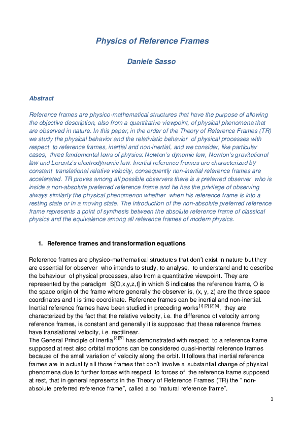 (PDF) Physics of Reference Frames