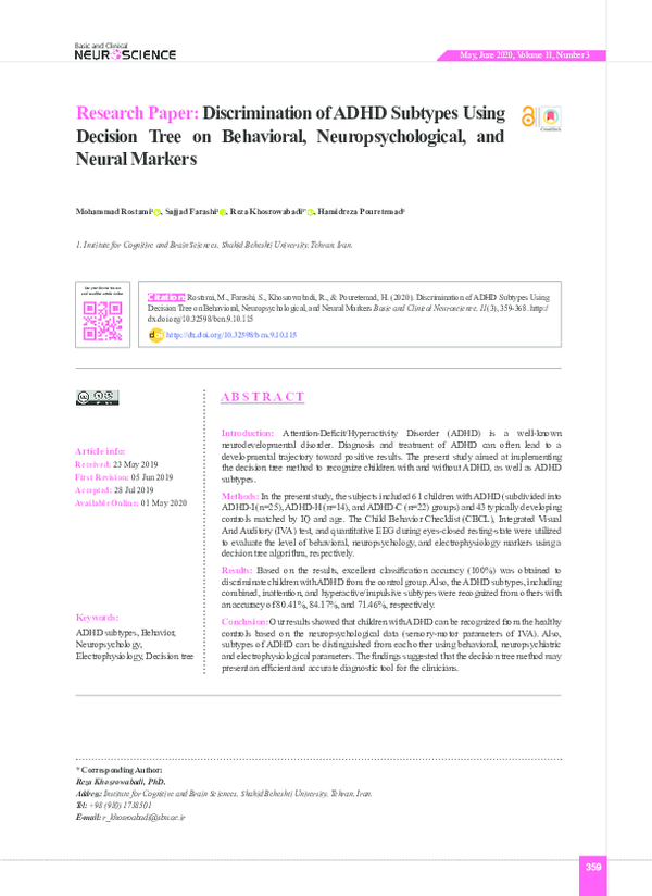 (PDF) Discrimination of ADHD Subtypes Using Decision Tree on Behavioral ...