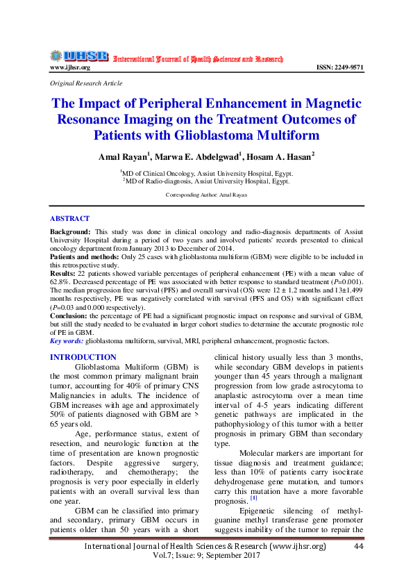 (PDF) The Impact of Peripheral Enhancement in Magnetic Resonance ...