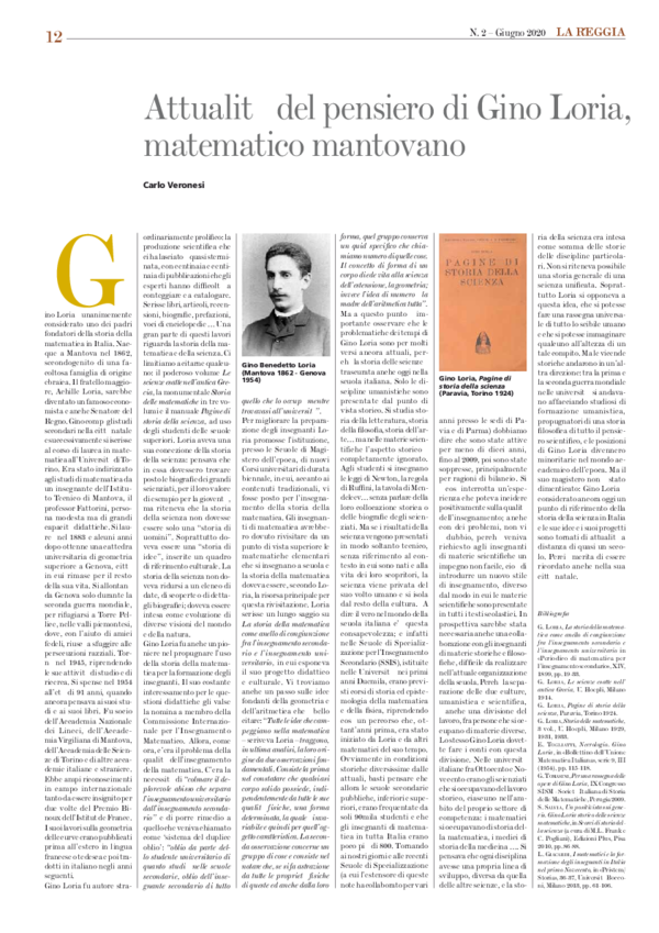 (PDF) Attualità del pensiero di Gino Loria