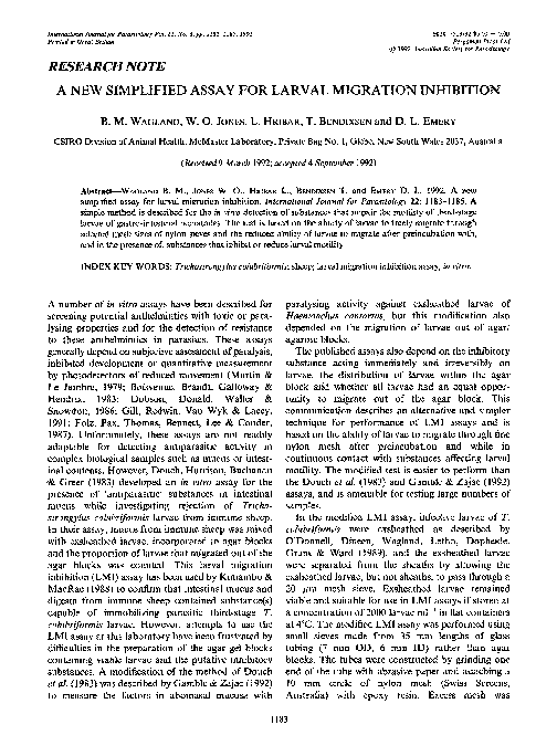 (PDF) A new simplified assay for larval migration inhibition