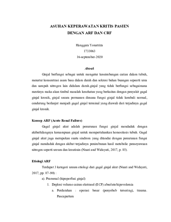 (DOC) ASUHAN KEPERAWATAN KRITIS PASIEN DENGAN ARF DAN CRF | hanggara yonatriza - Academia.edu