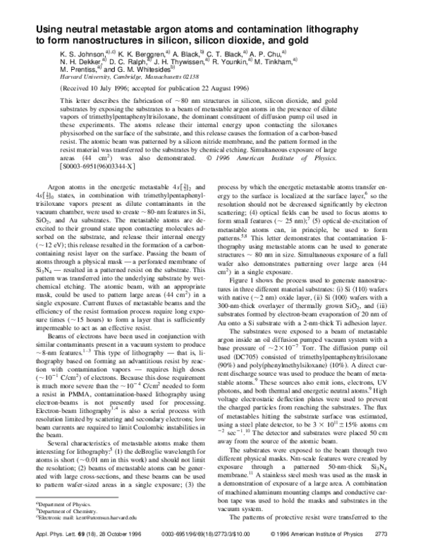(PDF) Using neutral metastable argon atoms and contamination ...