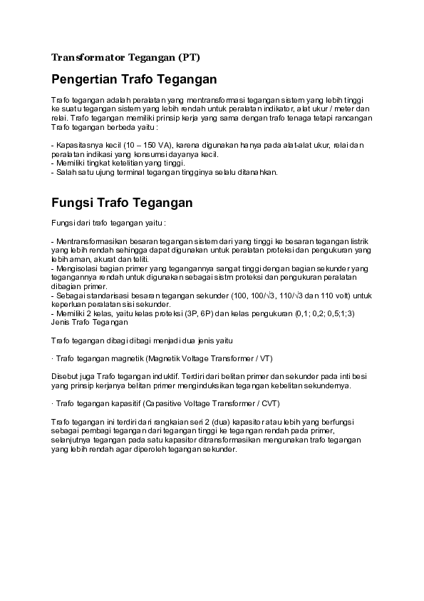 (DOC) Transformator Tegangan (PT