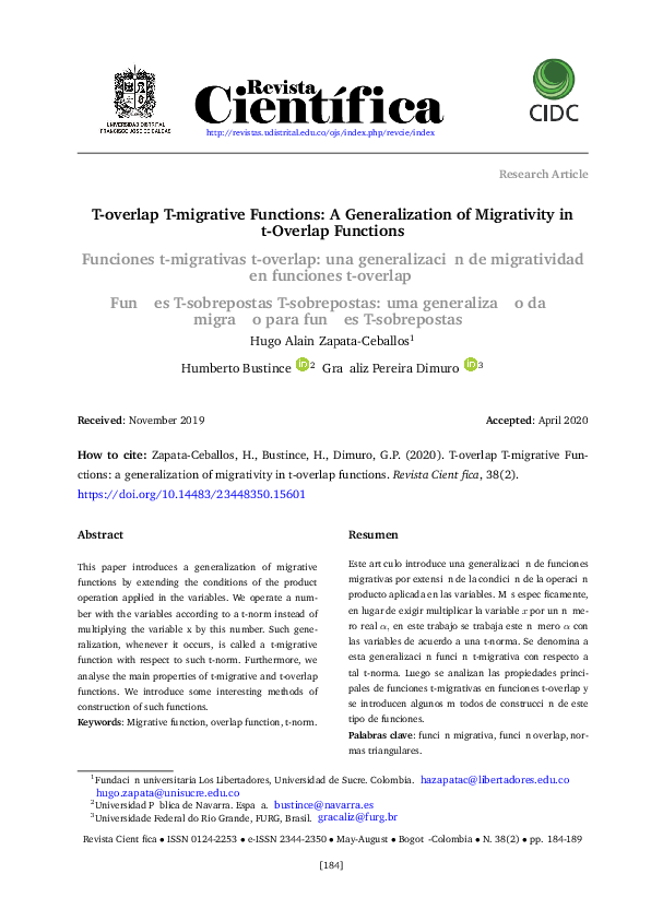 Pdf T Overlap T Migrative Functions A Generalization Of Migrativity In T Overlap Functions
