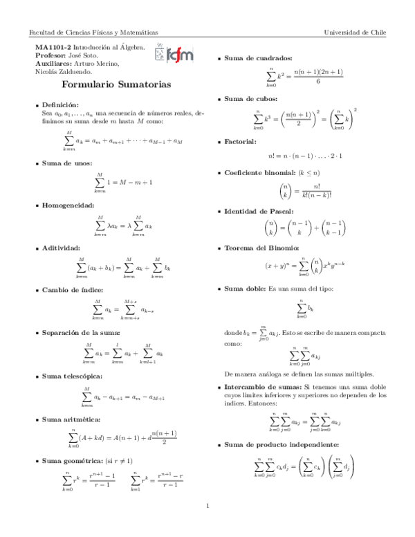 (PDF) Formulario Sumatorias
