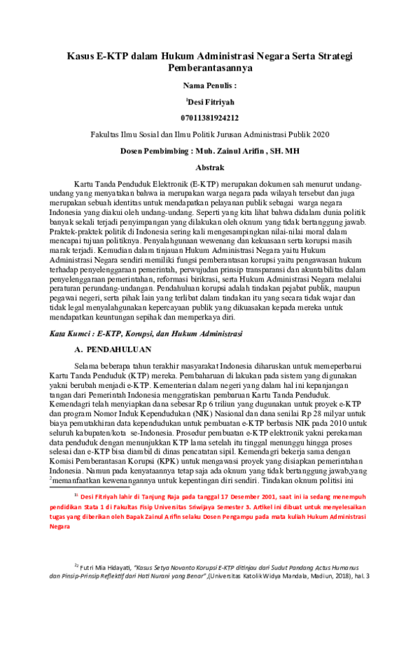 (DOC) Kasus E-KTP dalam Hukum Administrasi Negara Serta Strategi ...