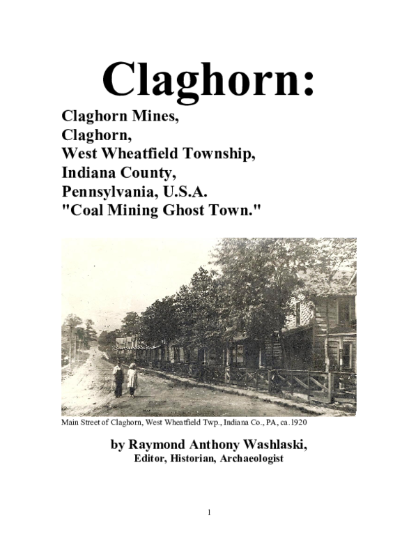 (DOC) CLAGHORN: Claghorn Mines, Claghorn, West Wheatfield Twp., Indiana ...