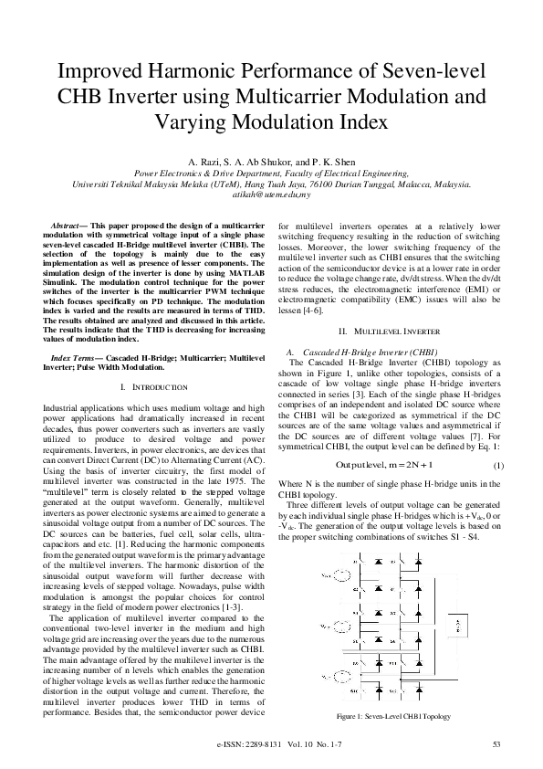 (PDF) Improved Harmonic Performance of Seven-level CHB Inverter using ...