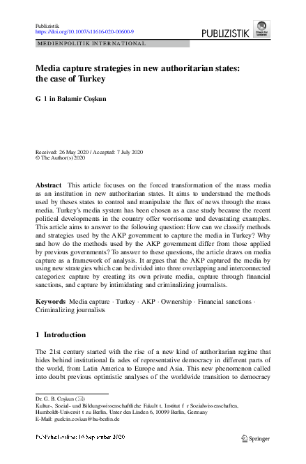 (PDF) Media capture strategies in new authoritarian states: the case of ...