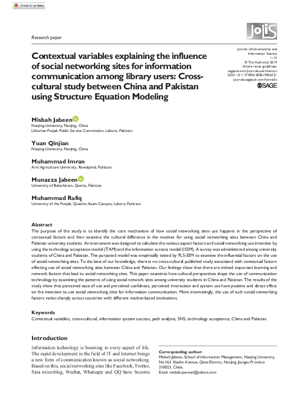 (PDF) - Contextual variables explaining the influence