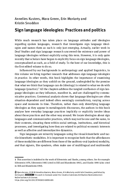 (PDF) Sign language ideologies: practices and politics