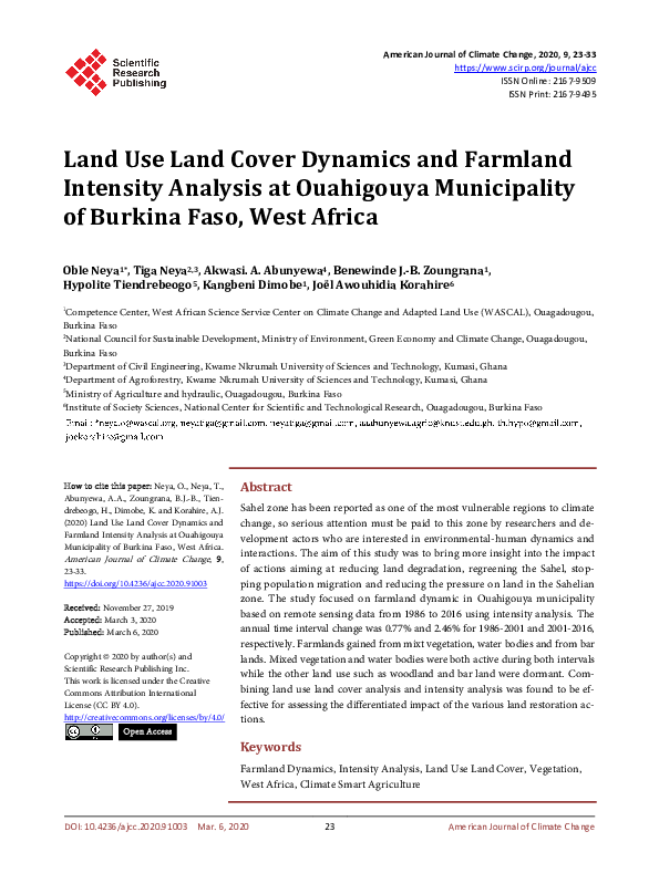 (PDF) Land Use Land Cover Dynamics and Farmland Intensity Analysis at ...