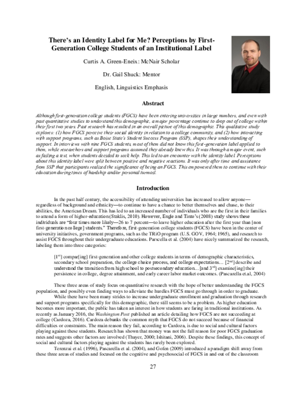 (PDF) There's an Identity Label for Me? Perceptions by First ...