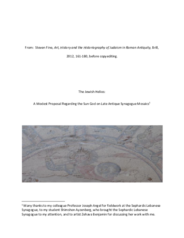 (PDF) The Jewish Helios: A Modest Proposal Regarding the Sun God on ...