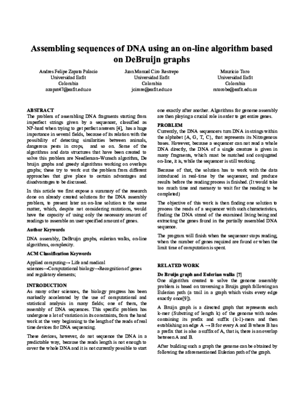 (PDF) Assembling sequences of {DNA} using an on-line algorithm based on ...