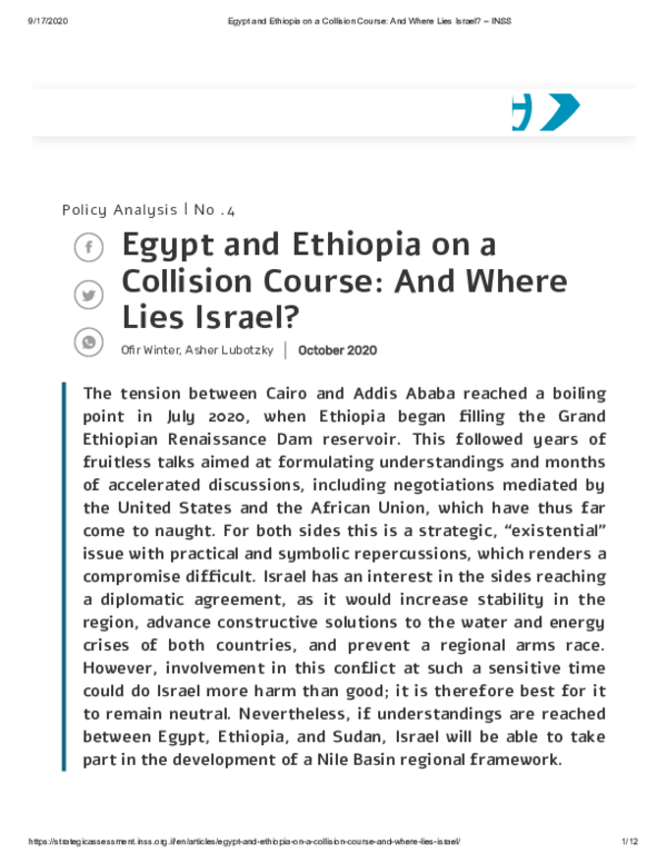 (PDF) Asher Lubotzky and Ofir Winter, "Egypt and Ethiopia on a ...