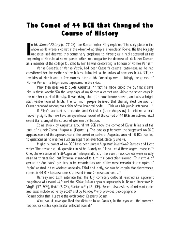 (PDF) The Comet of 44 BCE that Changed the Course of History
