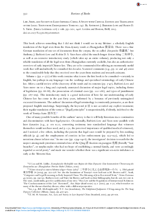 (PDF) Review of Anthony J. Barbieri-Low and Robin D.S. Yates, Law ...