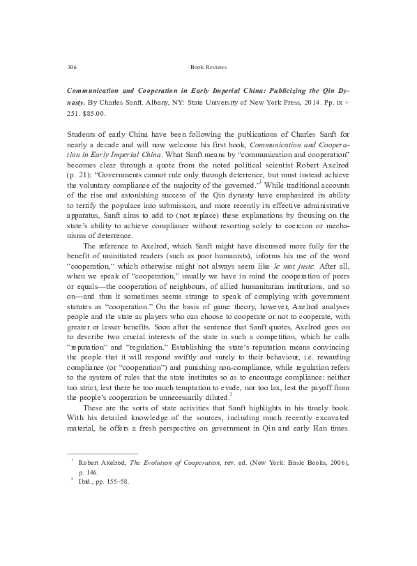 (PDF) Review of Charles Sanft, Communication and Cooperation in Early ...