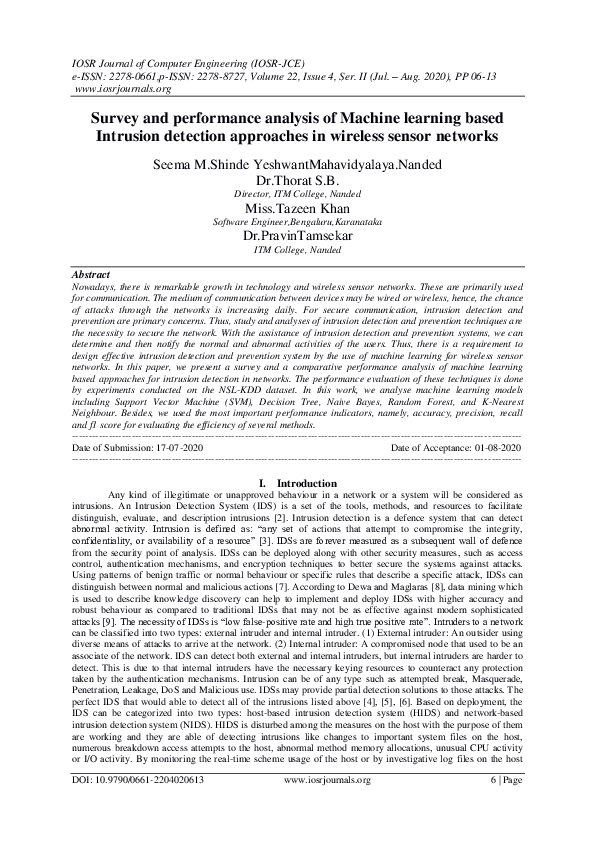 Pdf Survey And Performance Analysis Of Machine Learning Based