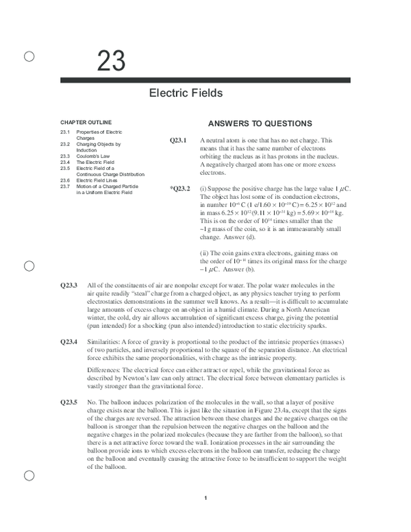 (PDF) Electric Fields CHAPTER OUTLINE