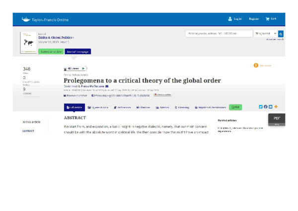 (PDF) Maffettone Held Prolegomena to a critical theory of the global order