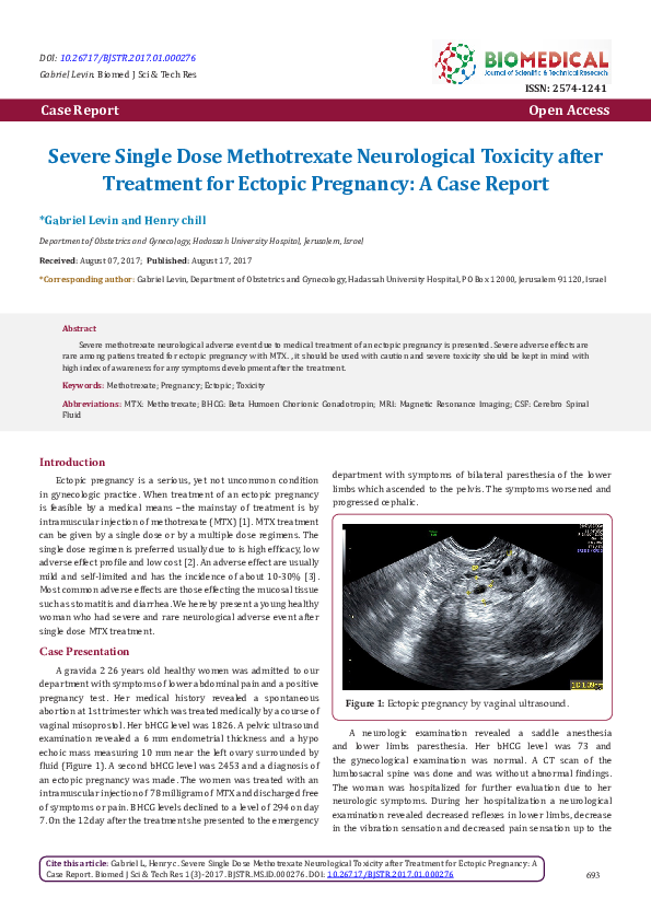 (PDF) Severe Single Dose Methotrexate Neurological Toxicity after ...