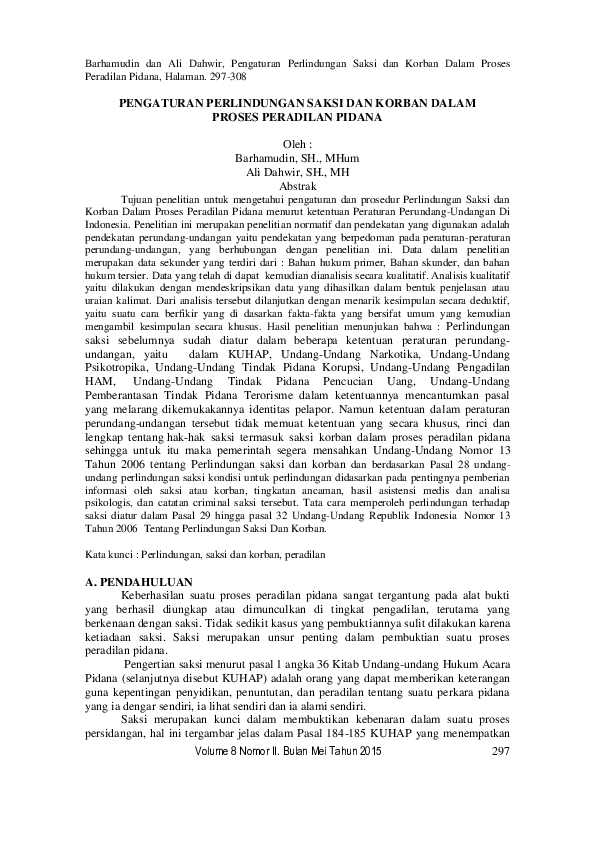 (PDF) Perlindungan saksi dan korban