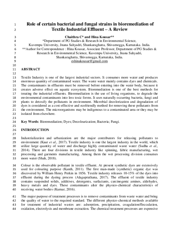 (PDF) MICROBIAL INTERACTIONS IN TEXTILE INDUSTRY: A REVIEW | IJAR ...