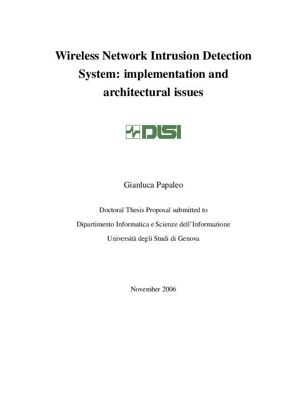 Pdf Wireless Network Intrusion Detection System Implementation And Architectural Issues