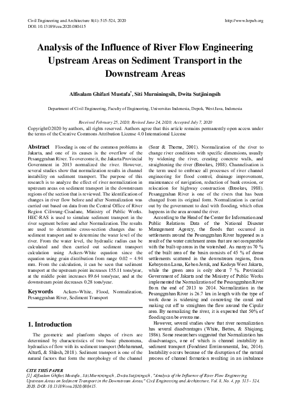 (PDF) Investigation of Performance of Sediment Transport Formulas in Natural Rivers Based on ...